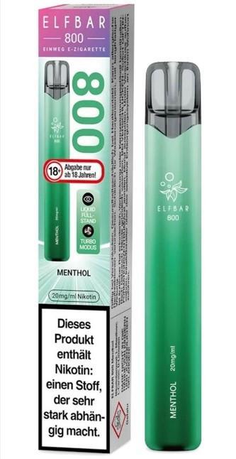 Elf Bar 800 Menthol E-Shisha 20mg/ml Nikotin beim Tabakdealer